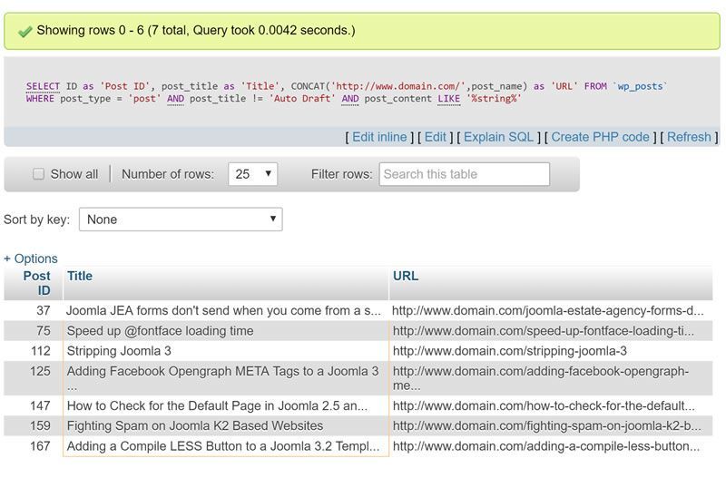 Selecting Wordpress Posts That Contain A String In Phpmyadmin Robert Went Php Developer